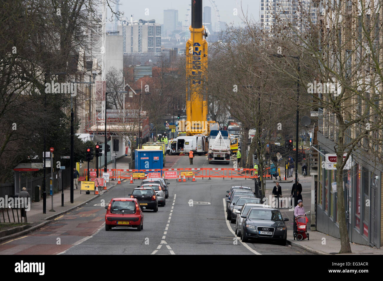 The erection of a crane that will construct the King's College Hospital ...