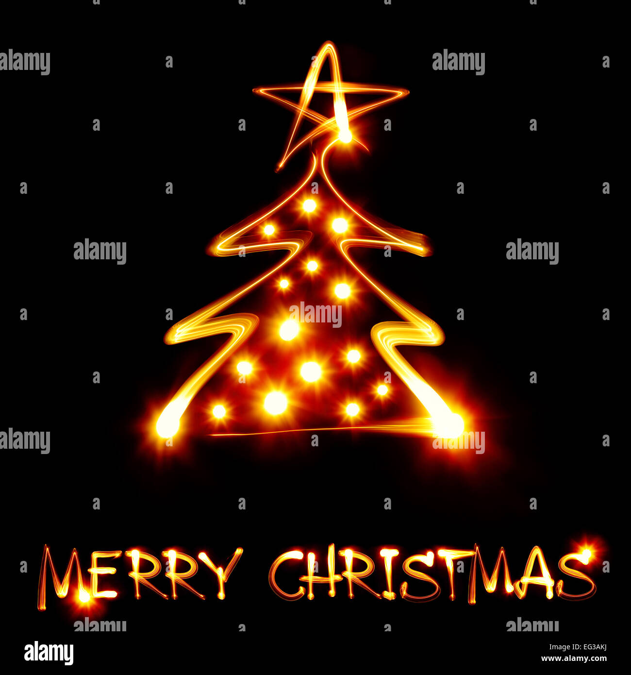 Christmas tree with star created by light Stock Photo - Alamy