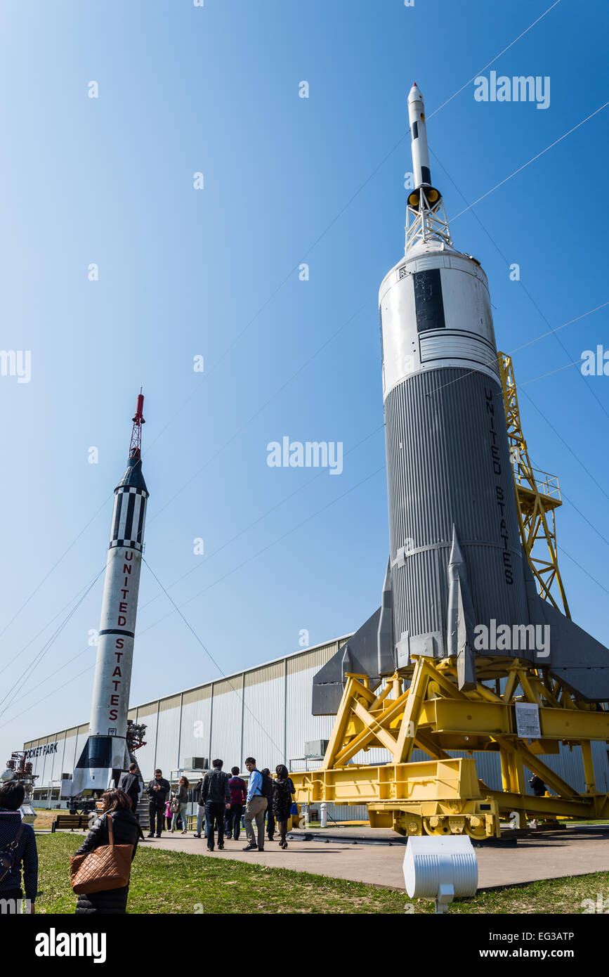 Visitors at the Rocket Park, NASA Johnson Space Center, Houston, Texas ...
