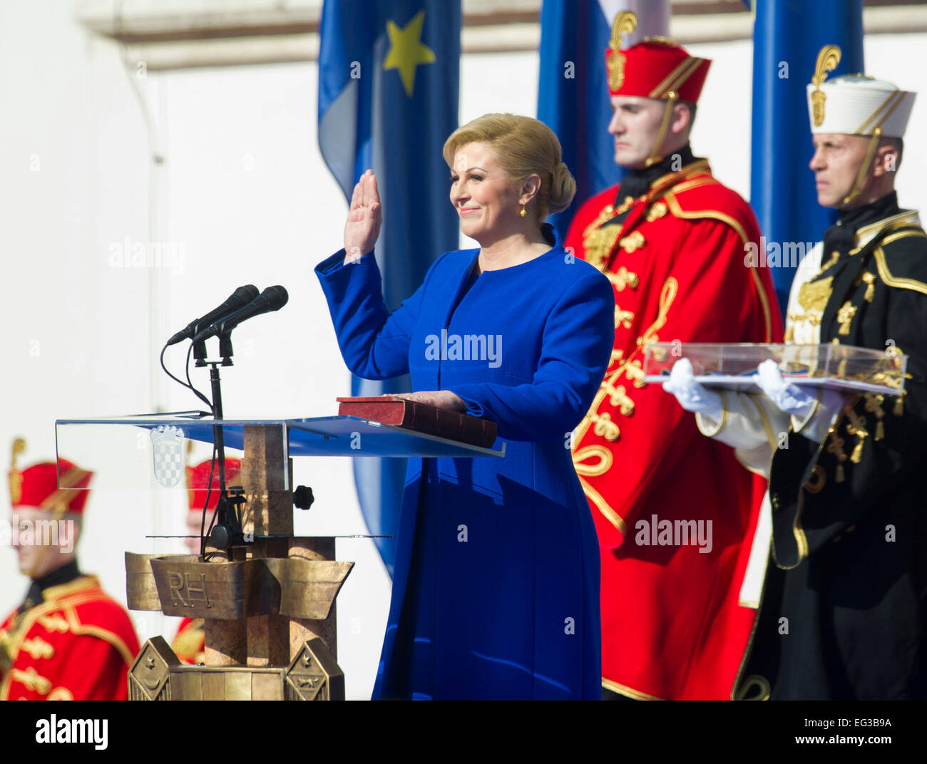 Zagreb, Croatia. 15th Feb, 2015. Kolinda Grabar-Kitarovic takes the ...