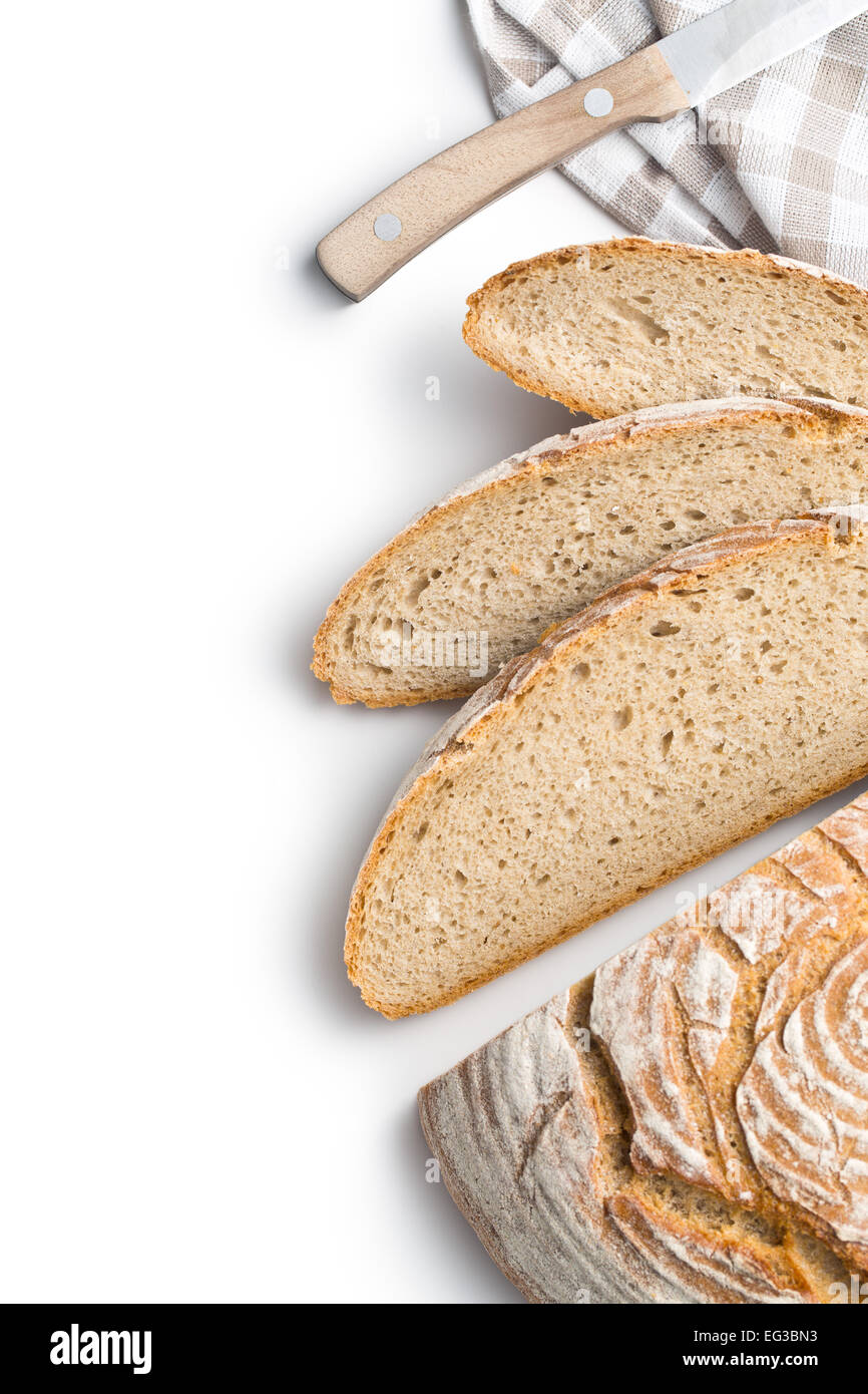 sliced bread on white table Stock Photo - Alamy