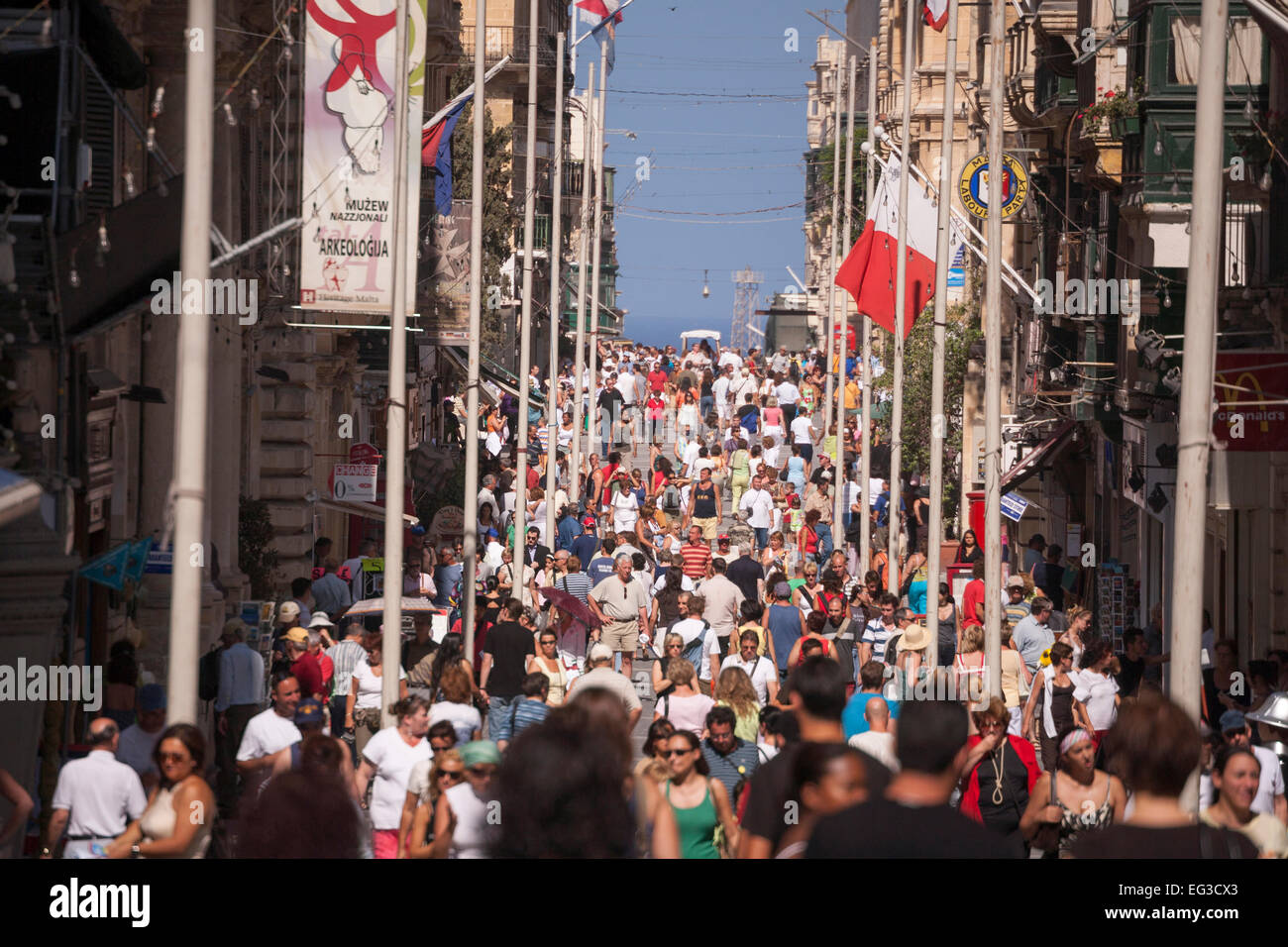 Crowded city street in Valetta Malta Stock Photo - Alamy