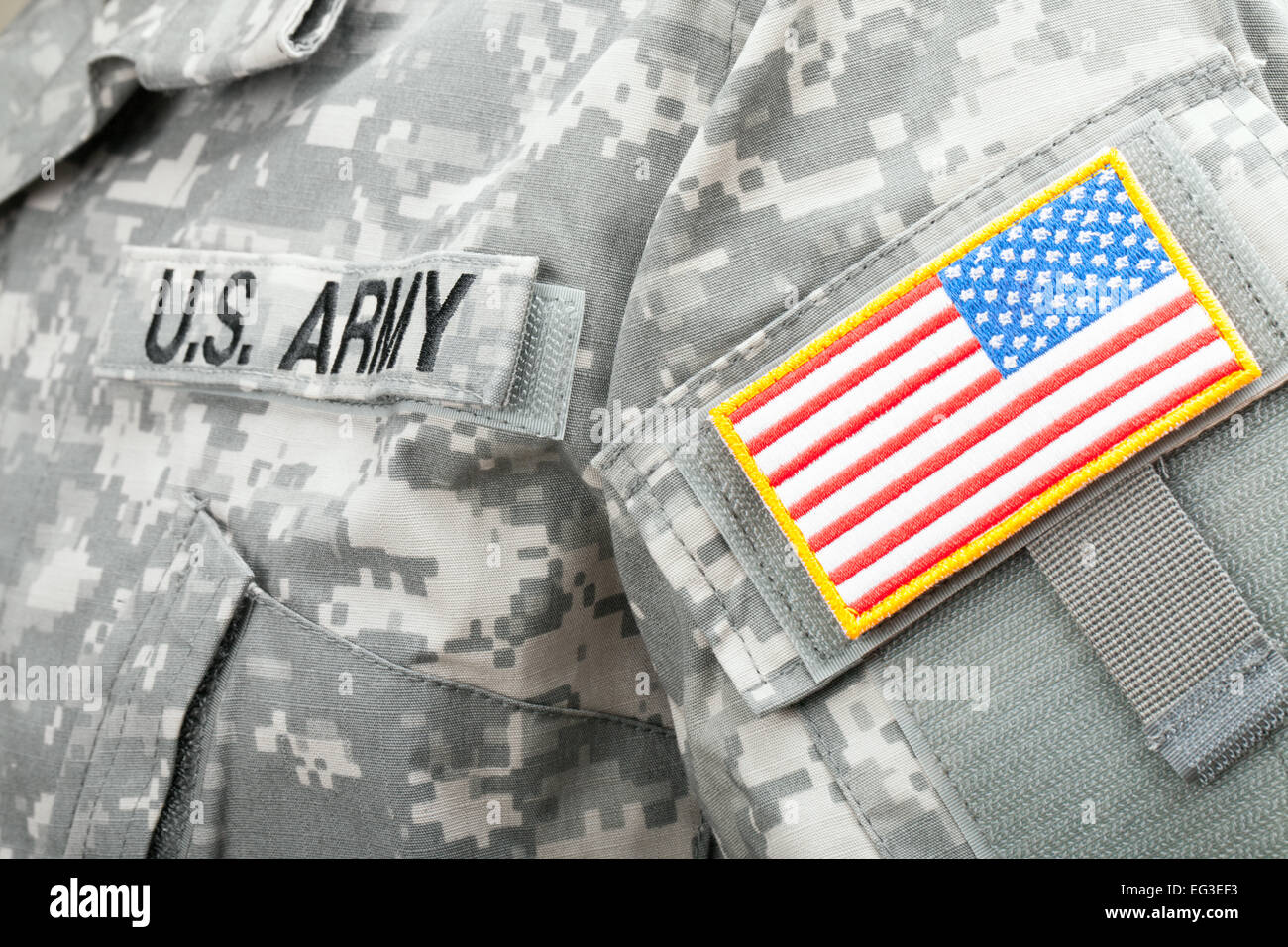 Studio shot of US flag shoulder patch on solder's uniform Stock Photo ...