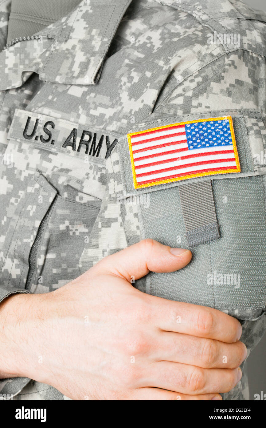 USA flag shoulder patch on solder's uniform Stock Photo - Alamy
