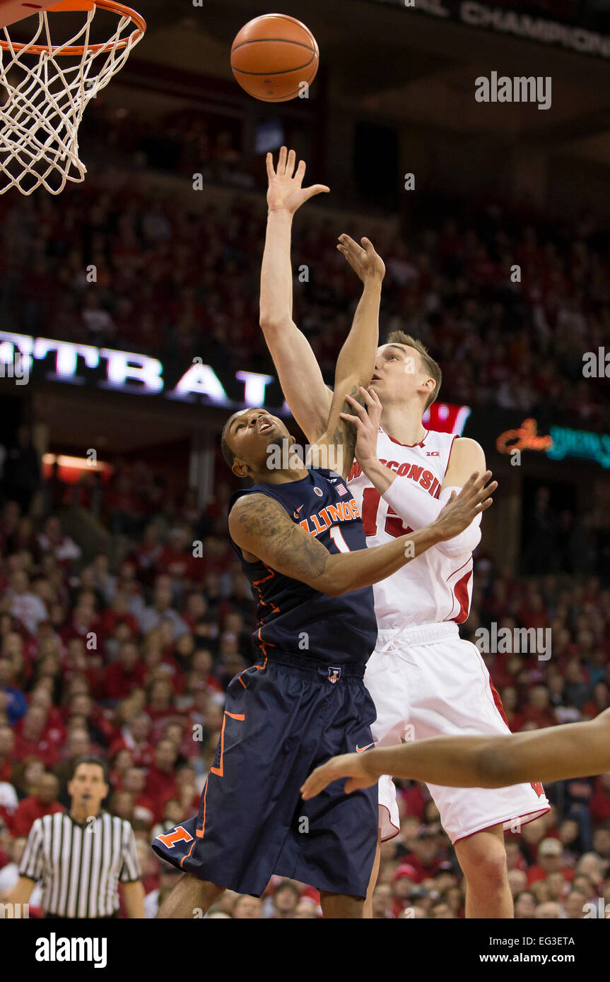 Madison, Wisconsin, USA. 15th Feb, 2015. Wisconsin Badgers forward Sam ...