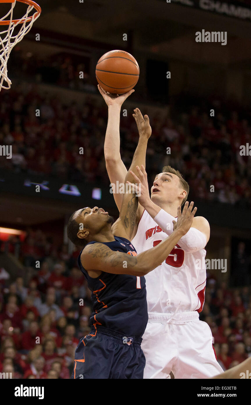 Madison, Wisconsin, USA. 15th Feb, 2015. Wisconsin Badgers forward Sam ...