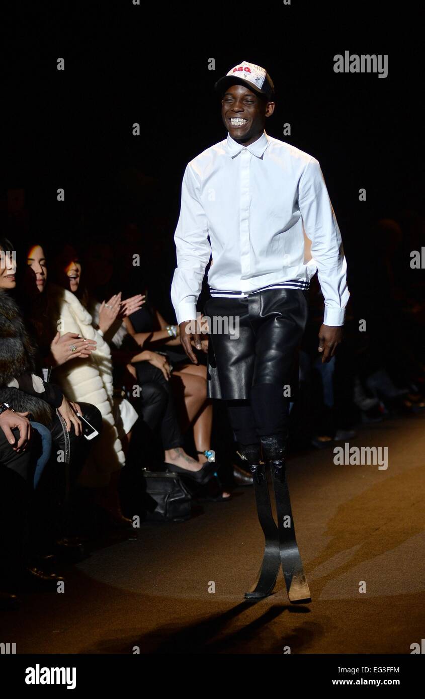 New York, NY, USA. 14th Feb, 2015. Blake Leeper on the runway for ...