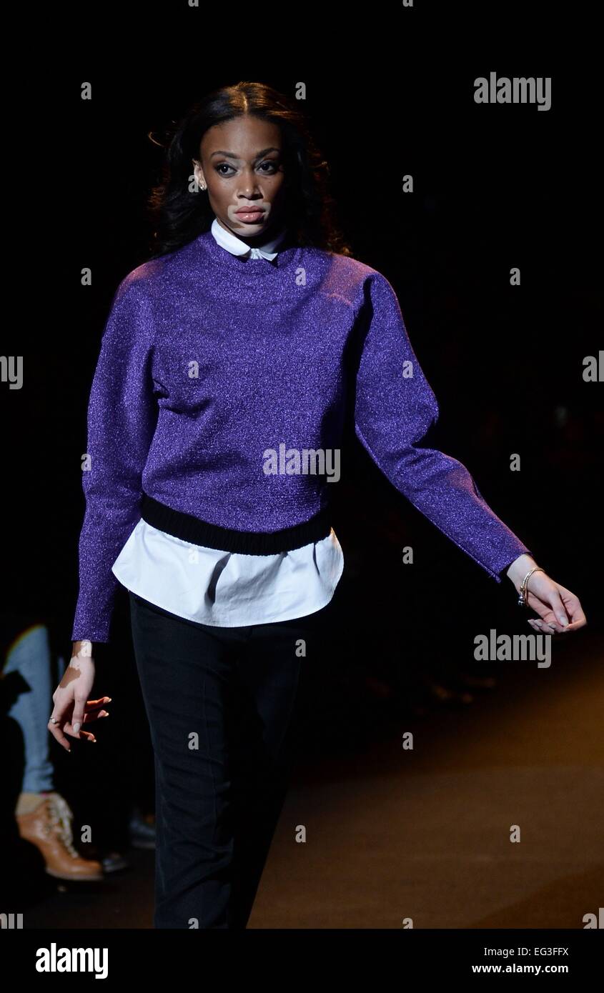 New York, NY, USA. 14th Feb, 2015. Winnie Harlow on the runway for ...