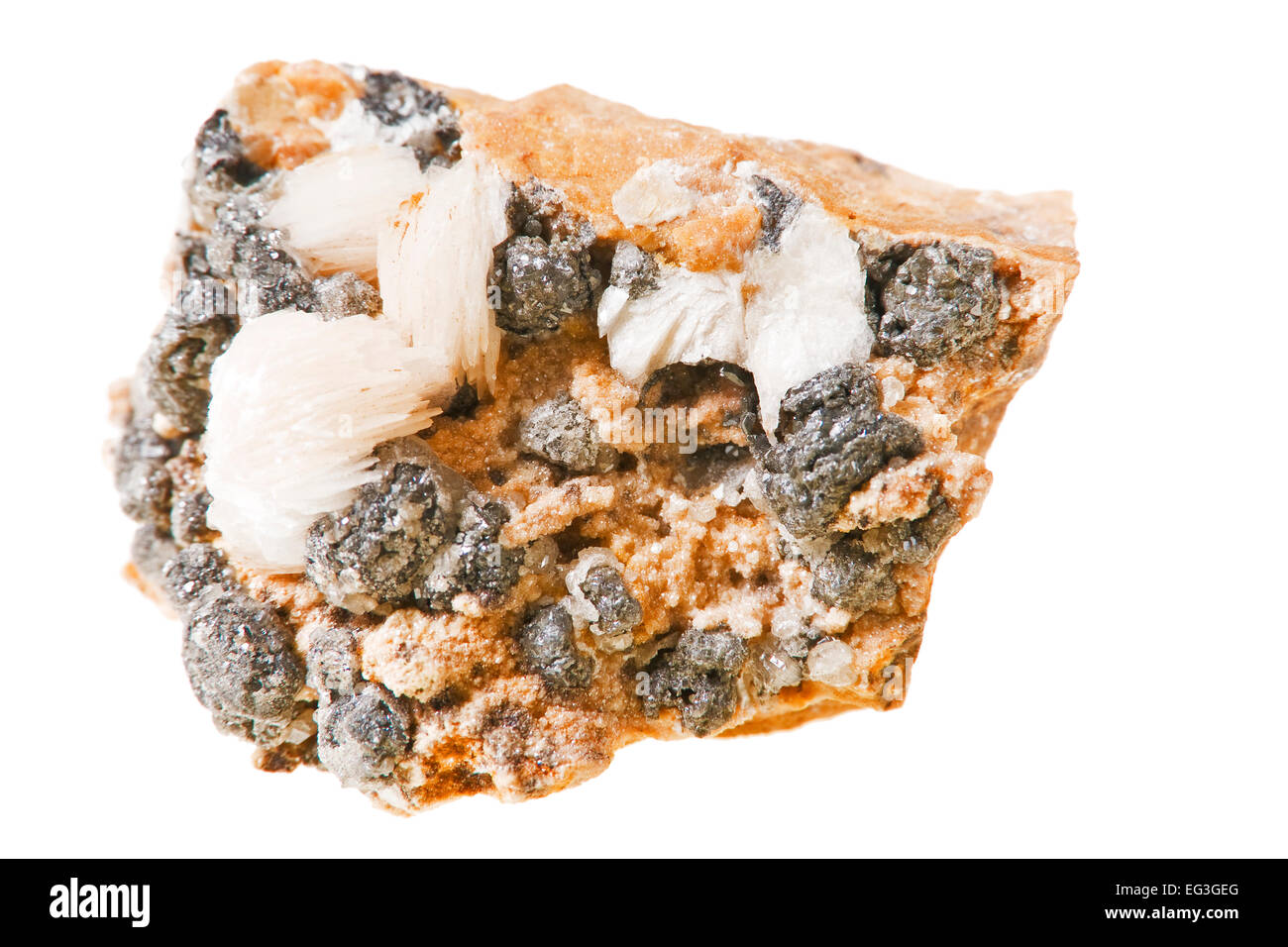 Cerussite, mineral, stone on a white background Stock Photo - Alamy