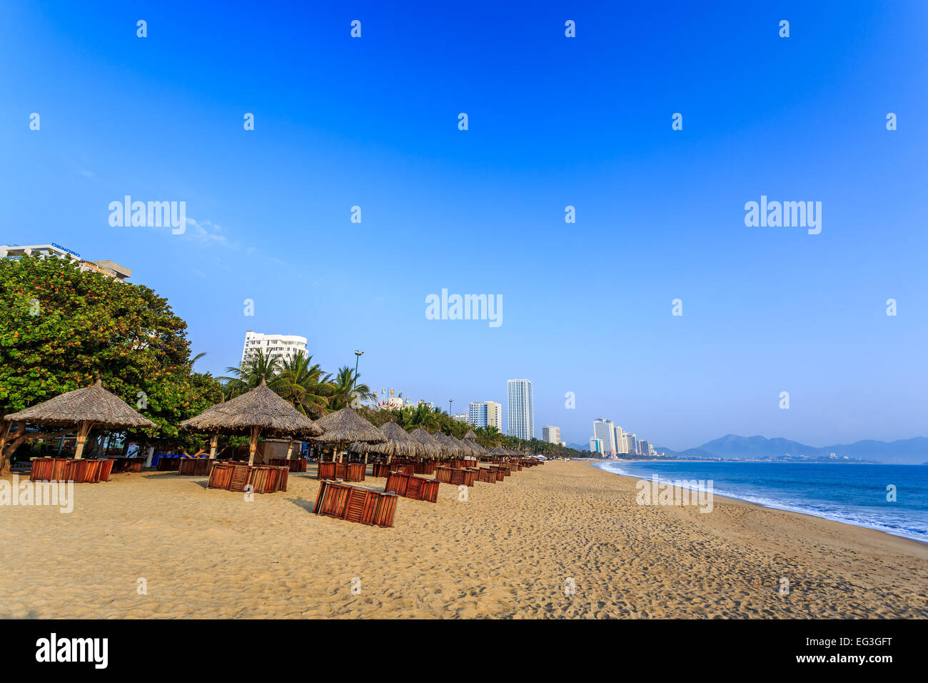 Nha Trang City Beach, Vietnam. Early Morning Stock Photo - Alamy