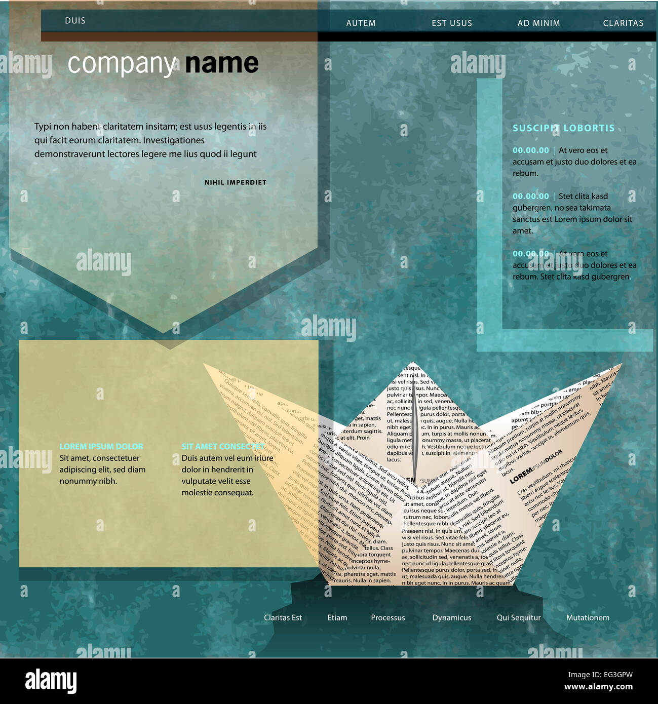 template with paper boat for web site Stock Photo - Alamy