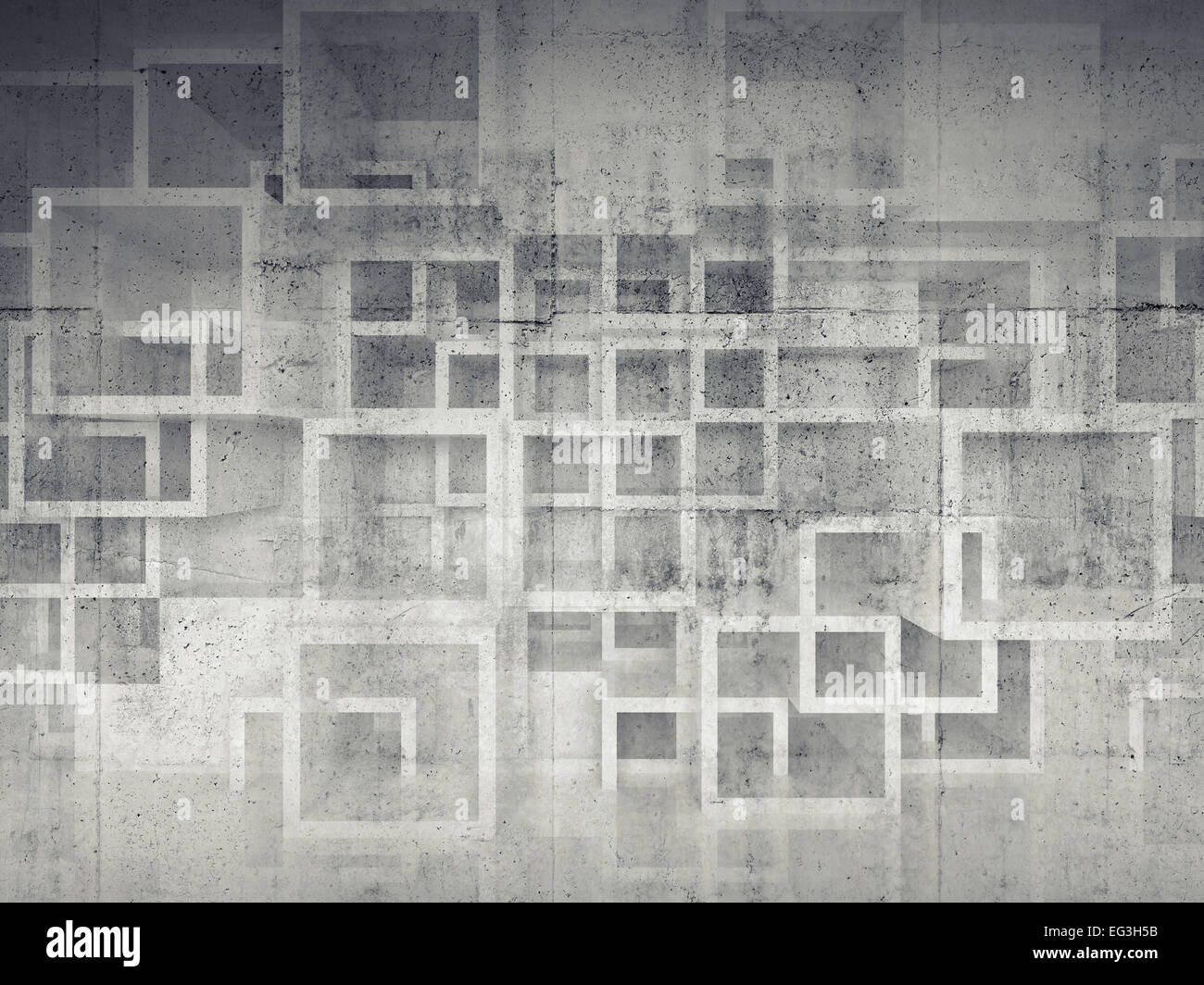 Abstract chaotic square cells structure over concrete wall Stock Photo ...