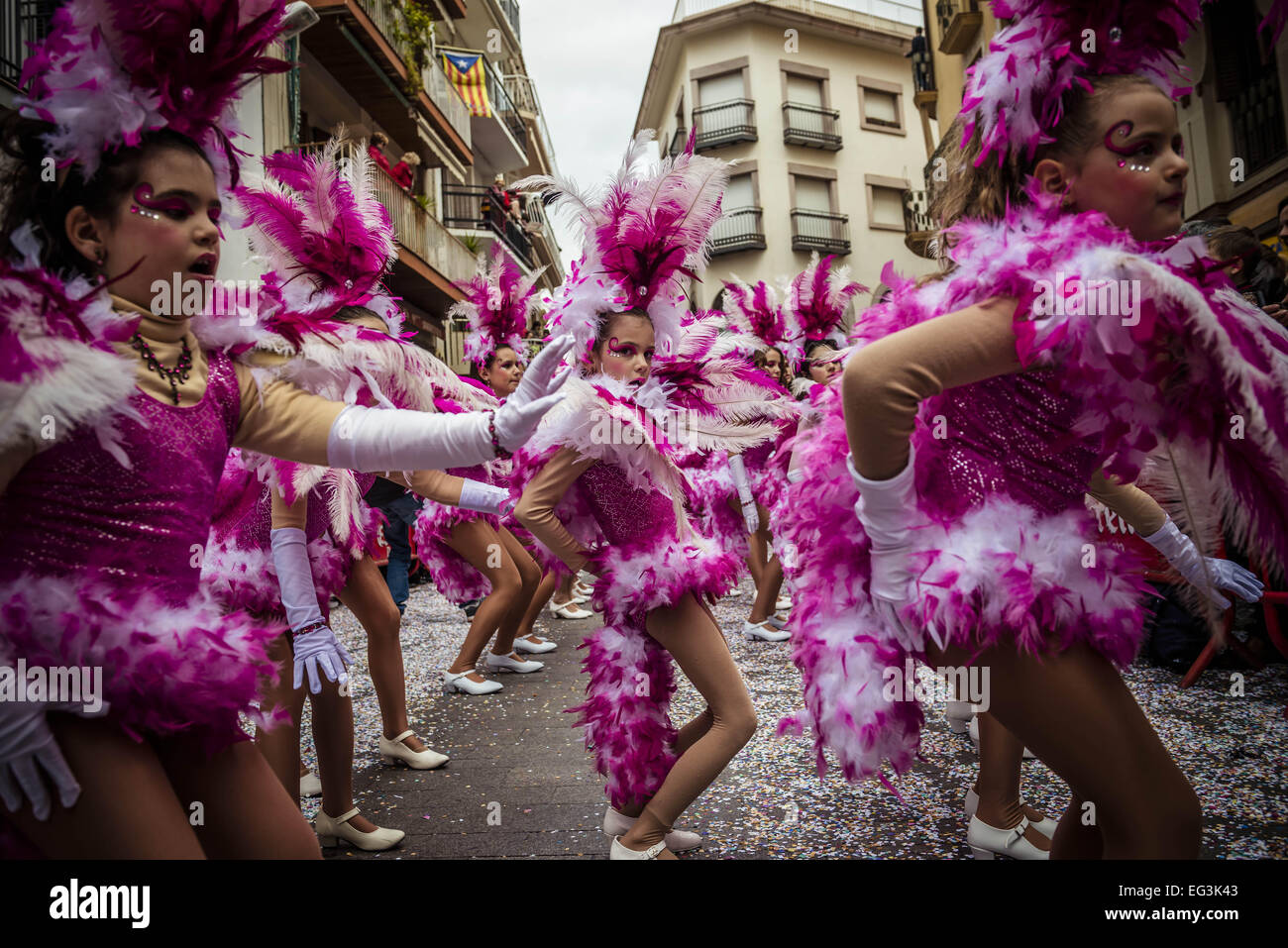 Sitges, Catalonia, Spain. 15th Feb, 2015. Children in their colorful ...