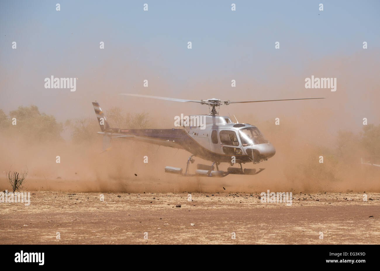 Squirrel helicopter with movie cameraman aboard in Australia Stock ...