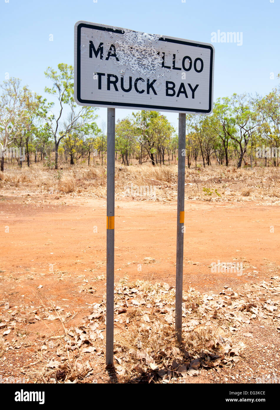Truck bay sign peppered with gun shot, Northern Territory, Australia ...