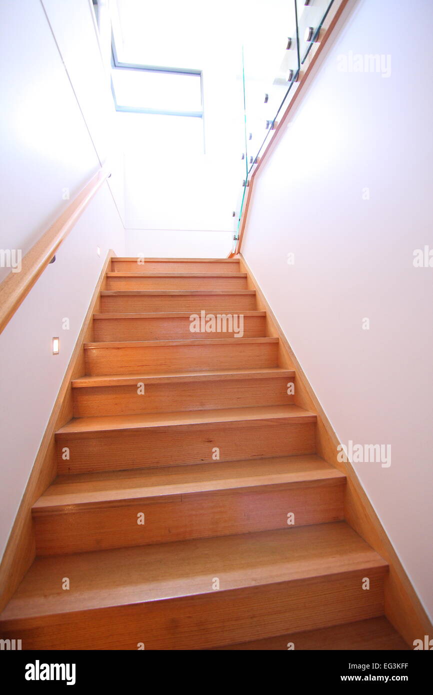 Wooden Stairs in Two Storey House Stock Photo - Alamy