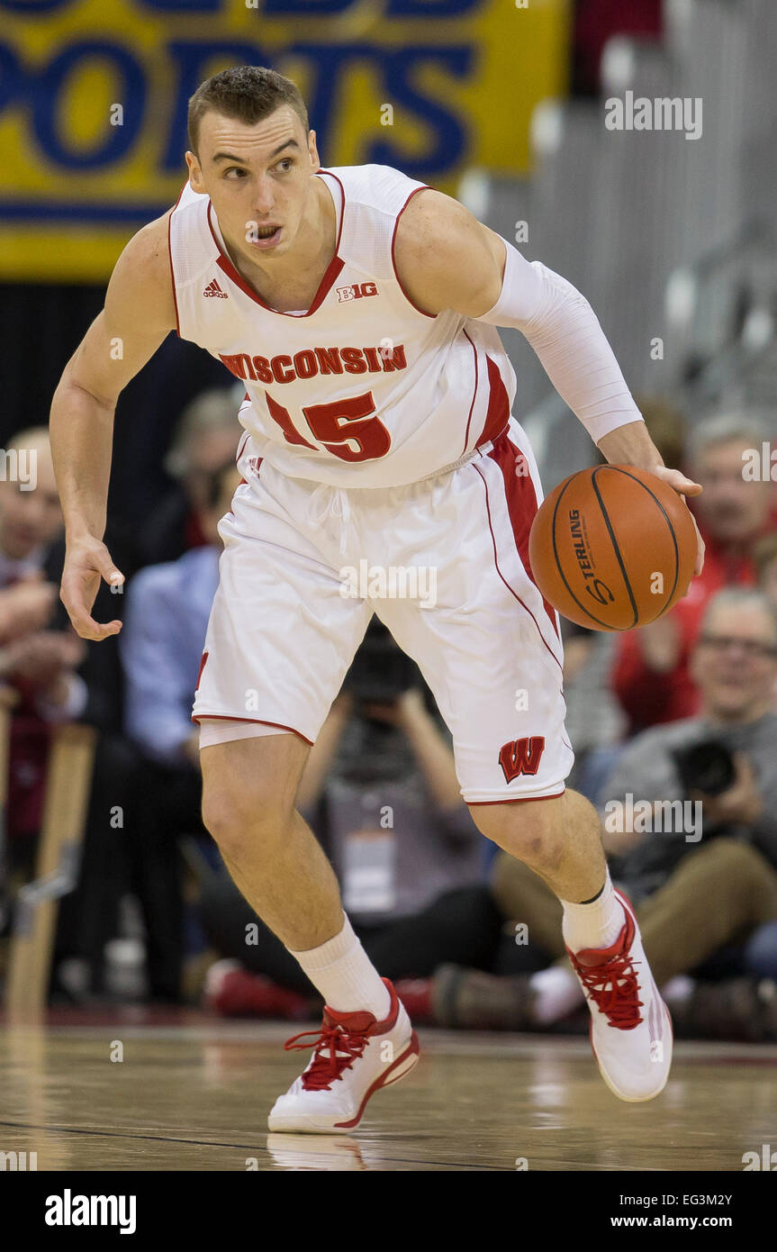 Madison, Wisconsin, USA. 15th Feb, 2015. Wisconsin Badgers forward Sam ...