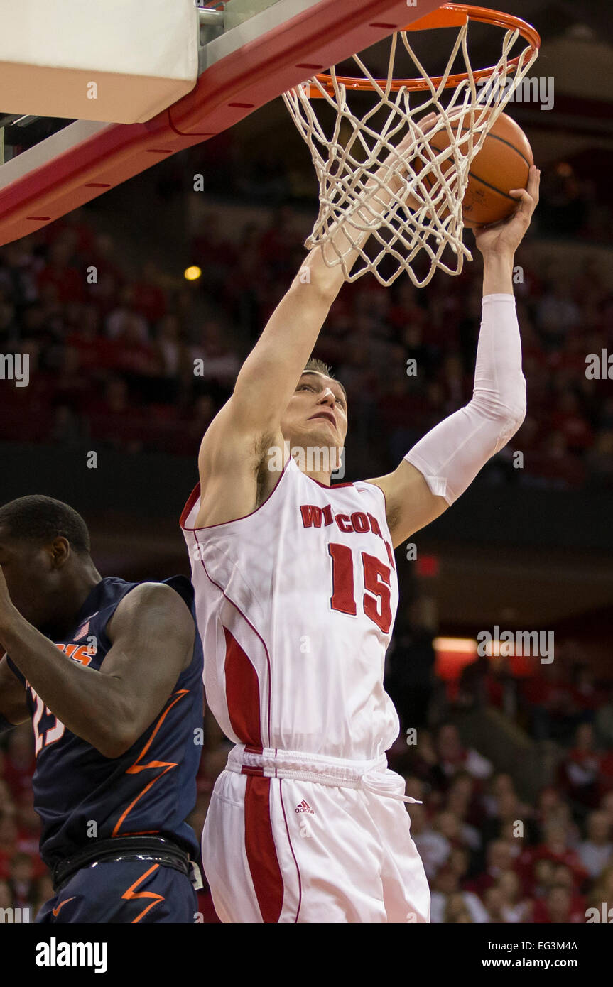 Madison, Wisconsin, USA. 15th Feb, 2015. Wisconsin Badgers forward Sam ...