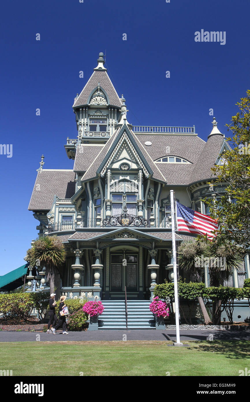 The Carson Mansion, an ornate example of the Queen Anne style of ...