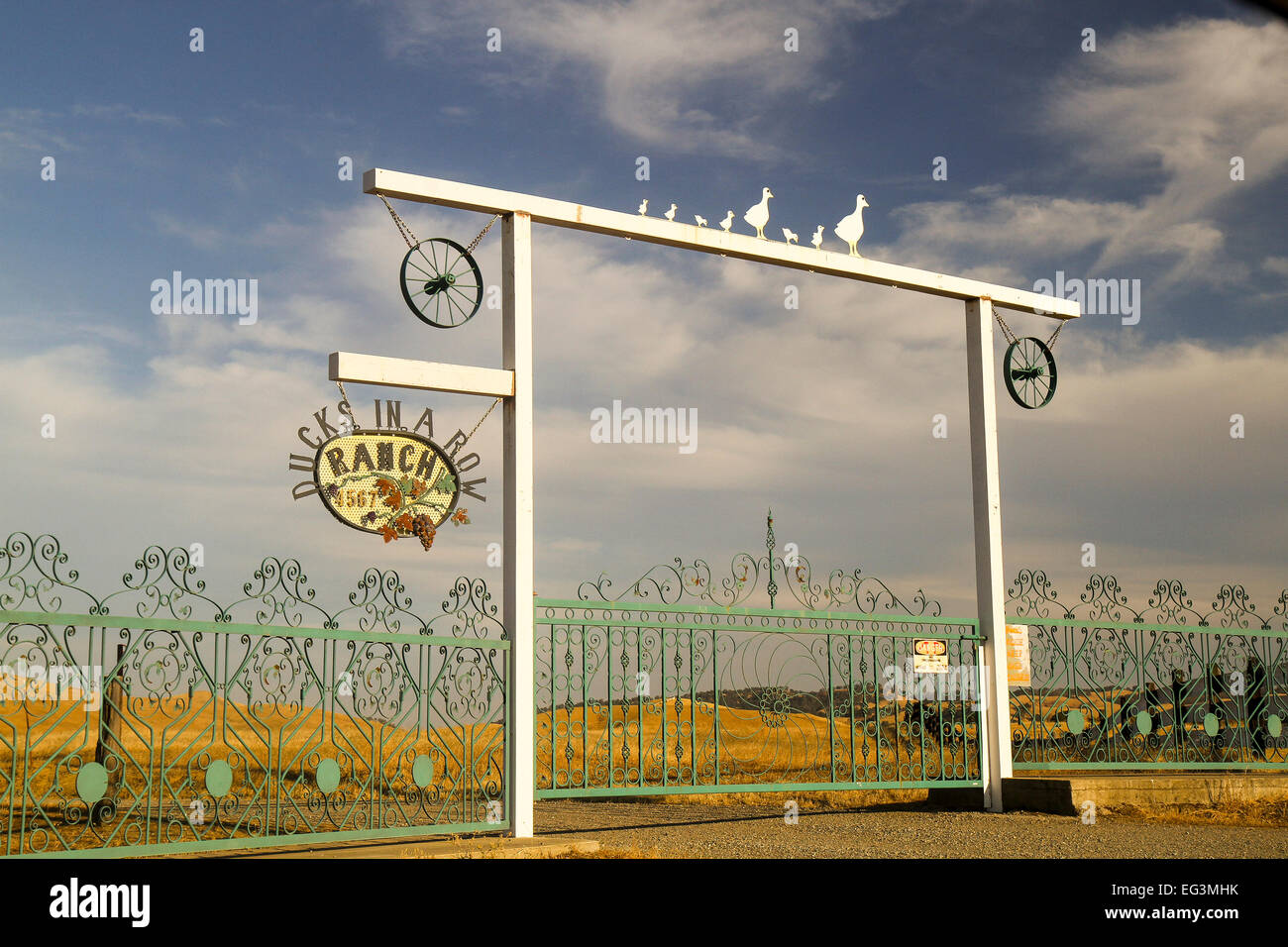 Entrance to a ranch in the remote community of Ono, Shasta County ...