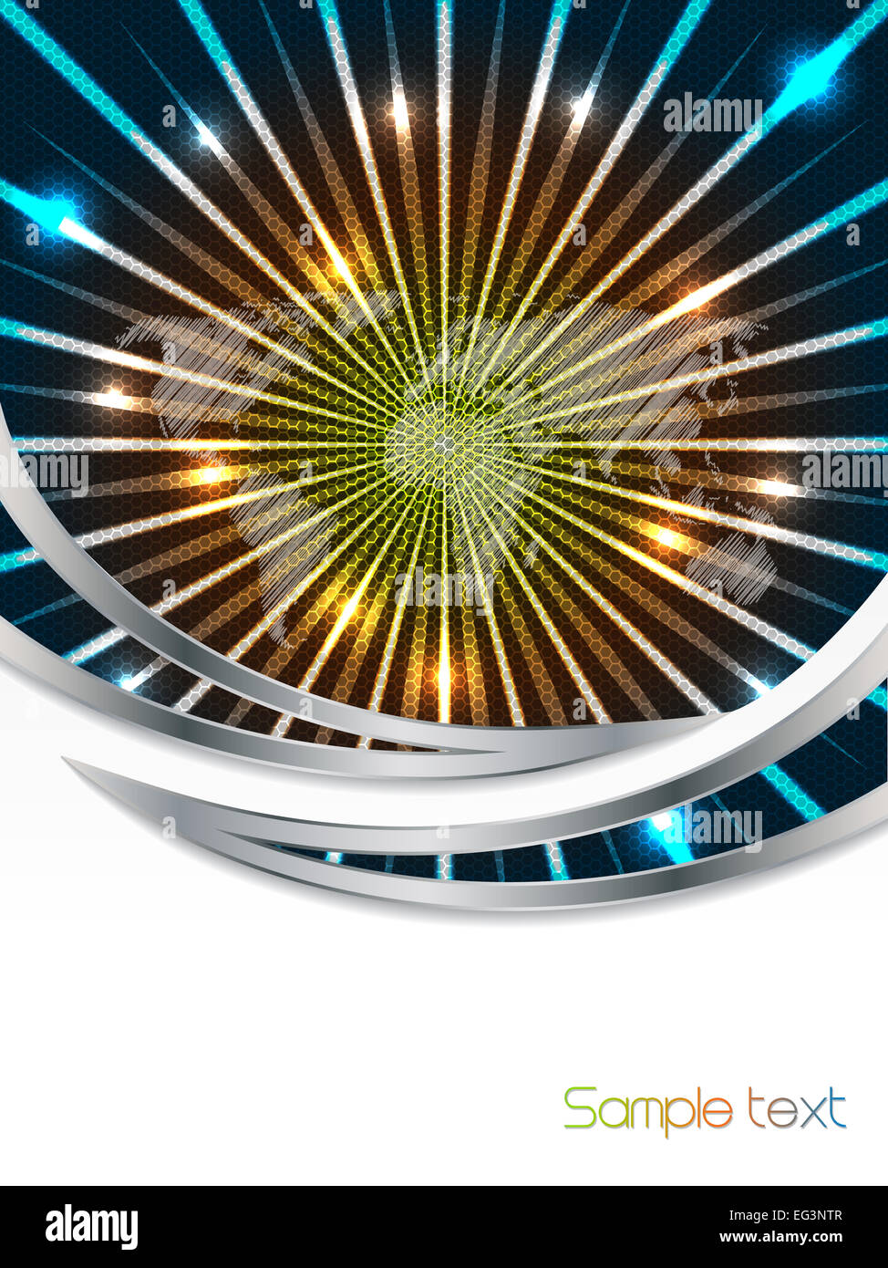 Company brochure design with laser lights and scribbled map Stock Photo ...