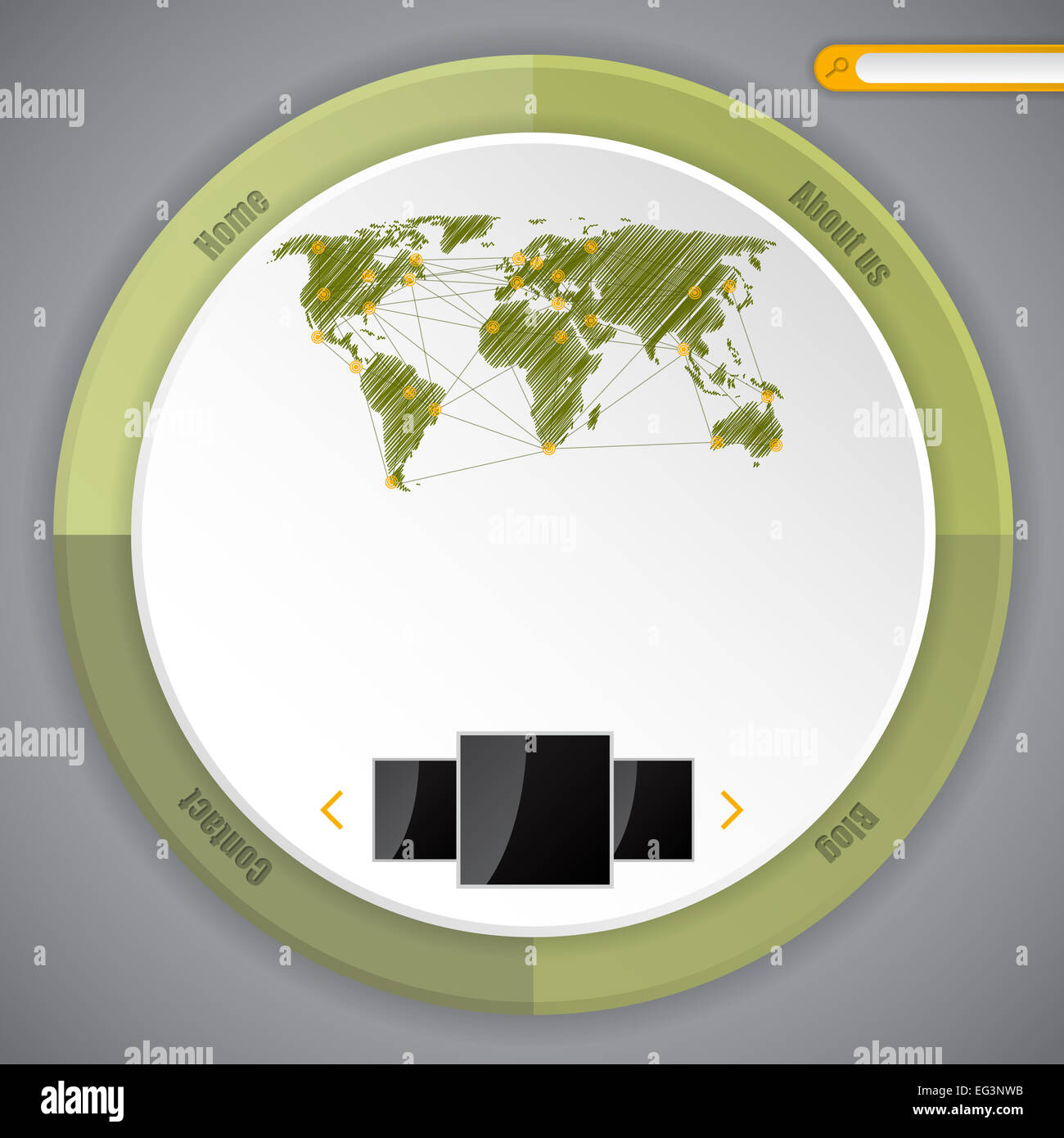 Cool circle webpage template design ideal for blogs Stock Photo - Alamy