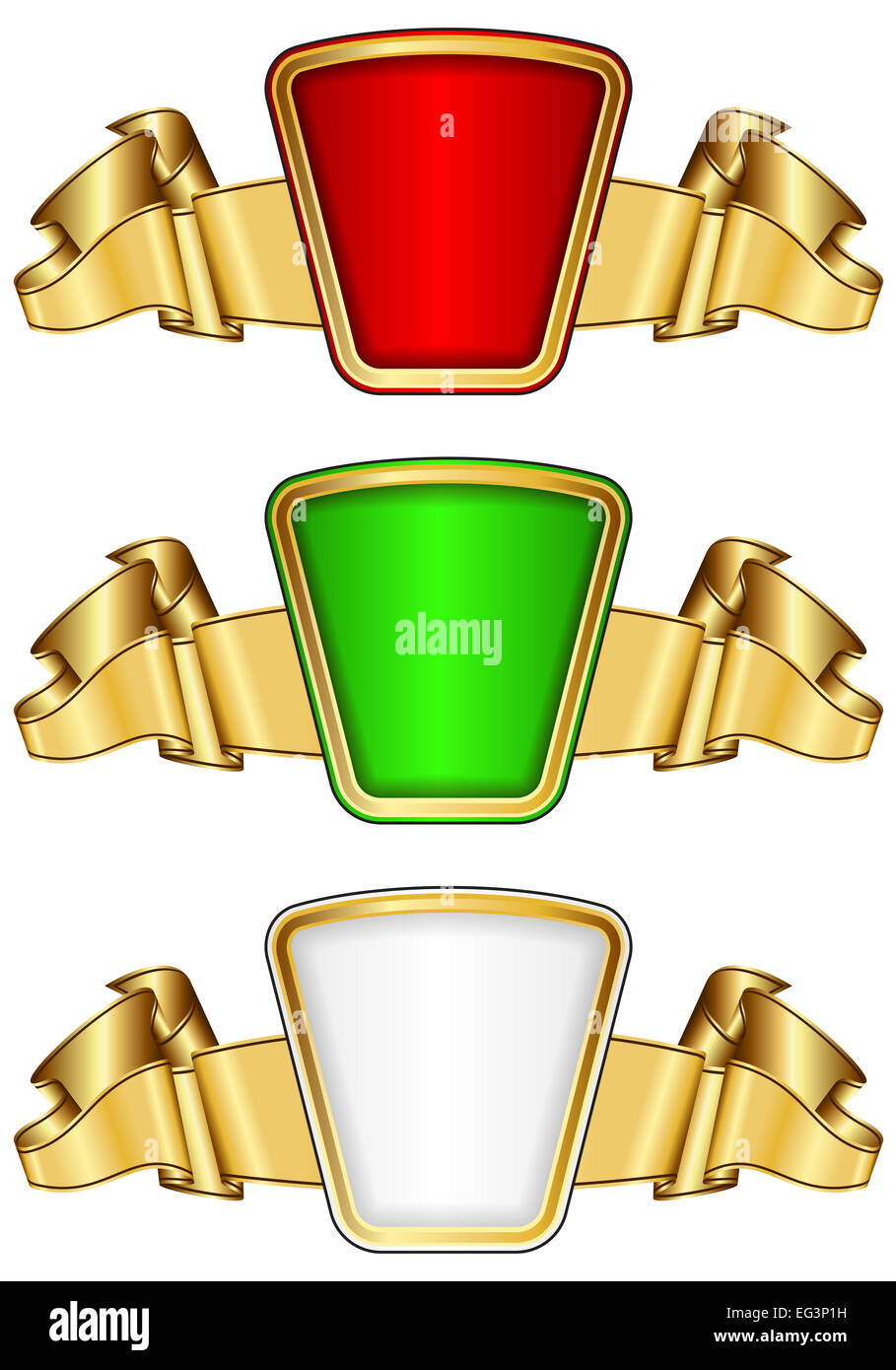 Collection frame with ribbon in 3 color Stock Photo - Alamy