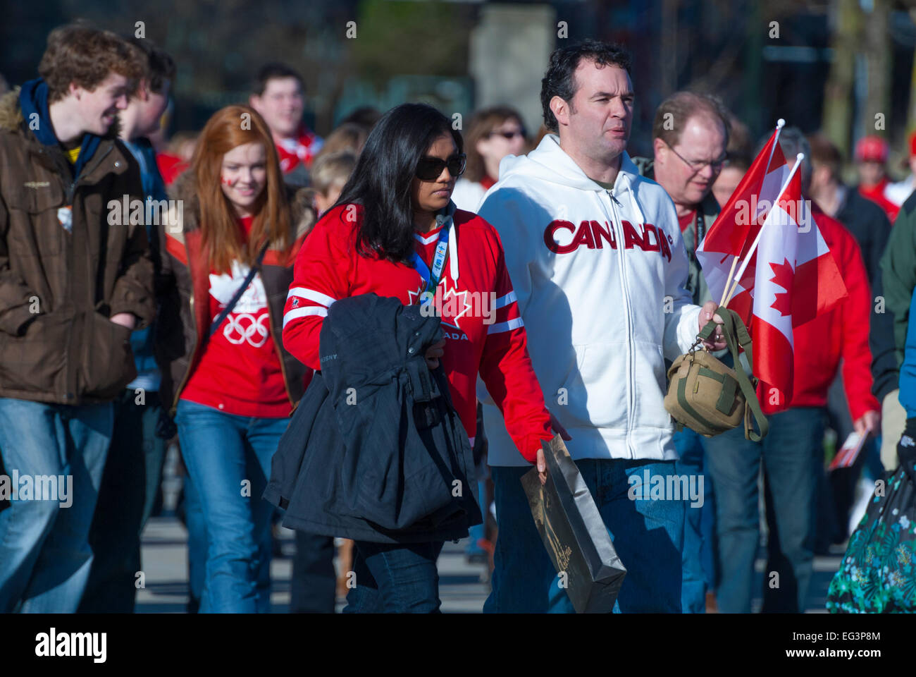Vancouver, Canada-Feb,16,2010:Hokey fans in downtown Vancouver before ...