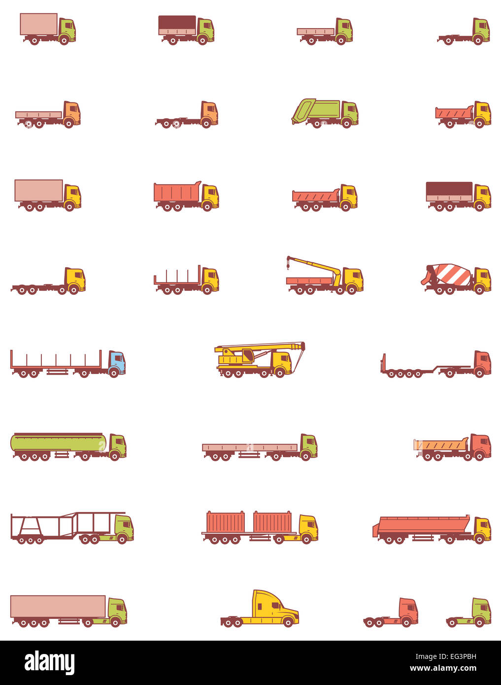 Vector trucks icons Stock Photo - Alamy