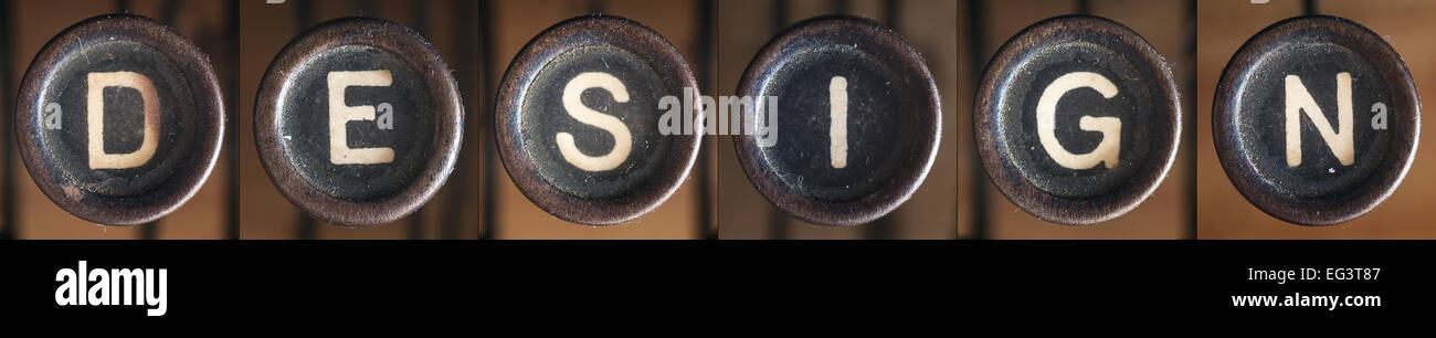 A word consists of buttons from an old vintage typewriter Stock Photo ...