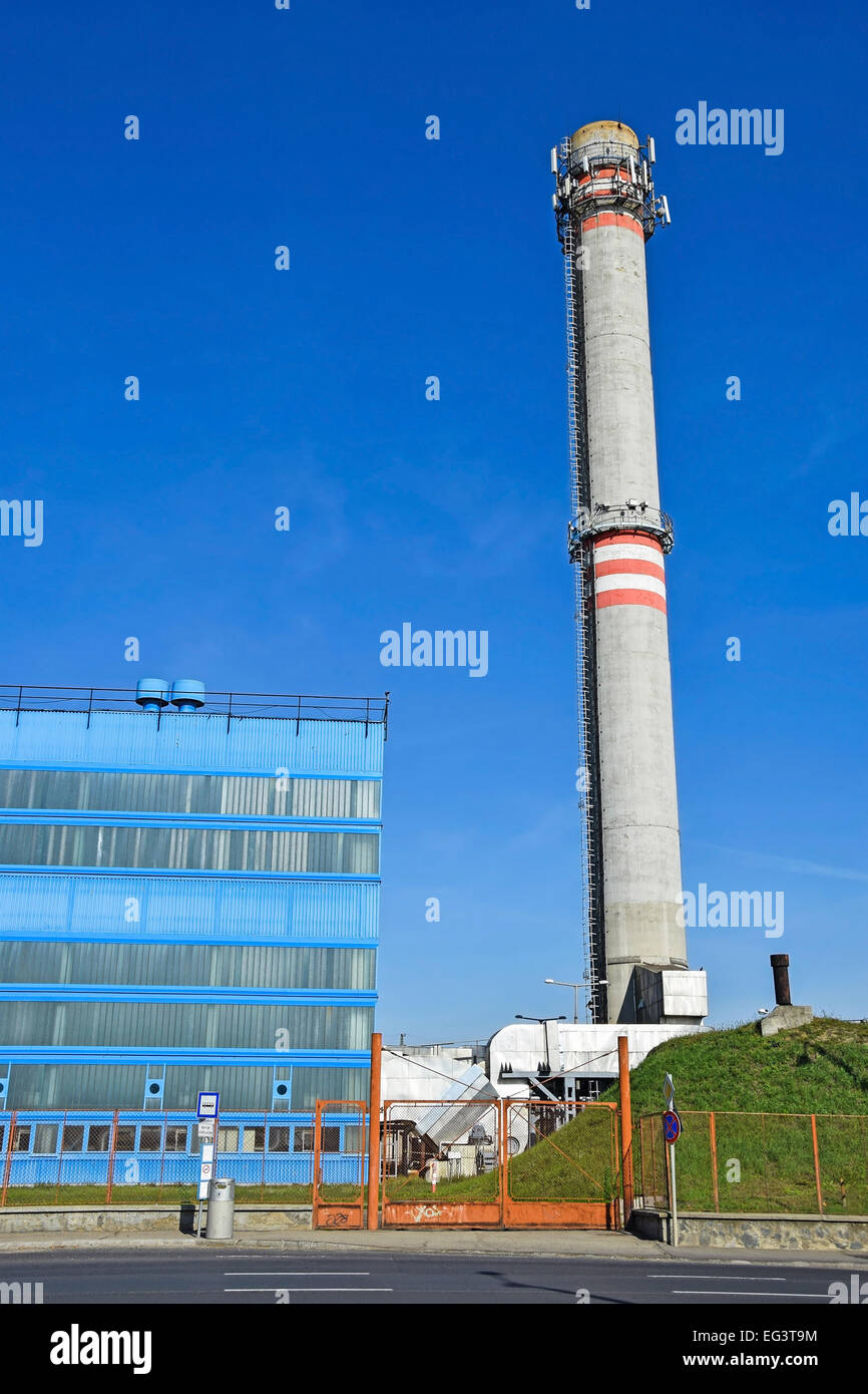 Smoke stack of the power station Stock Photo - Alamy
