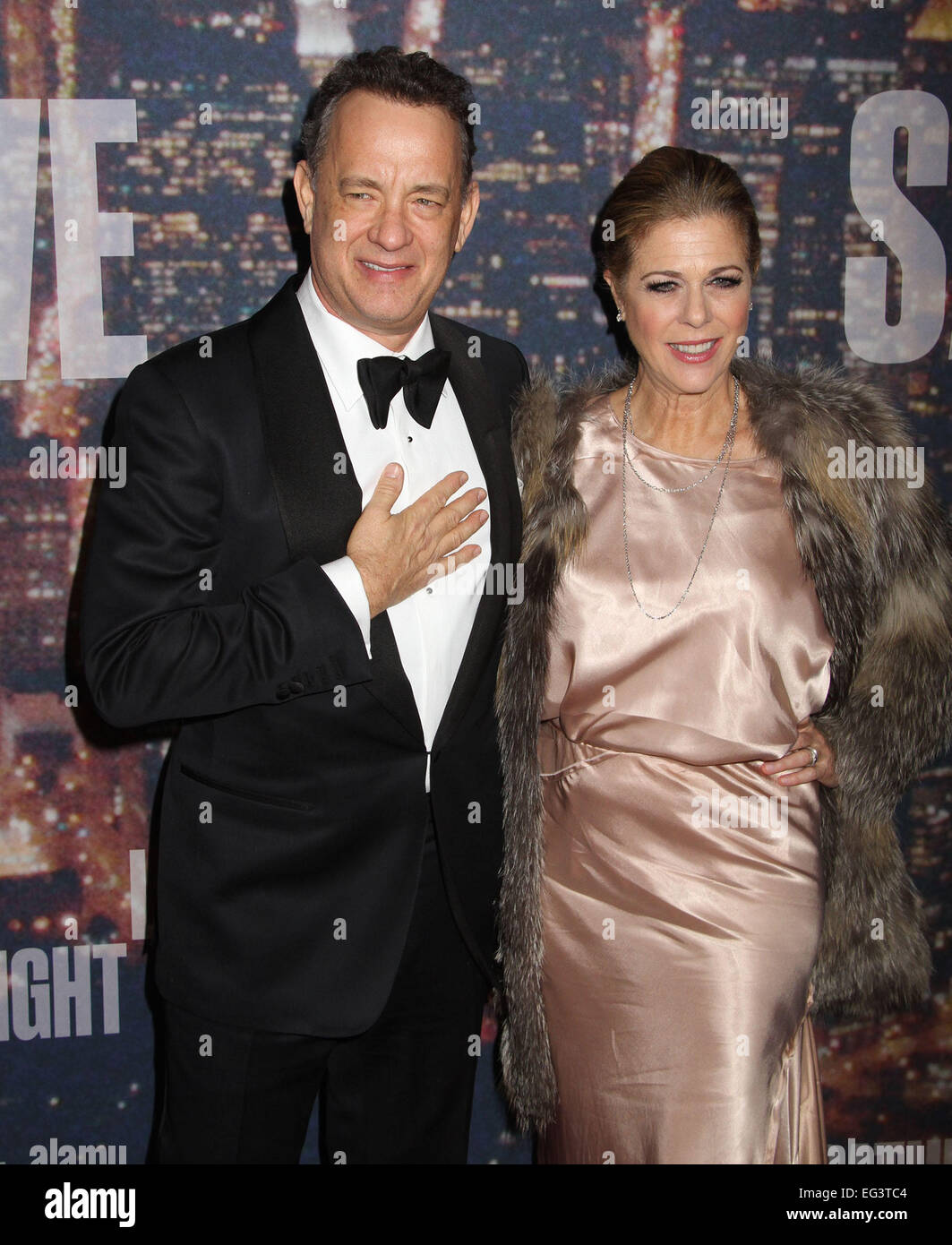New York, New York, USA. 15th Feb, 2015. Actor TOM HANKS and his wife ...