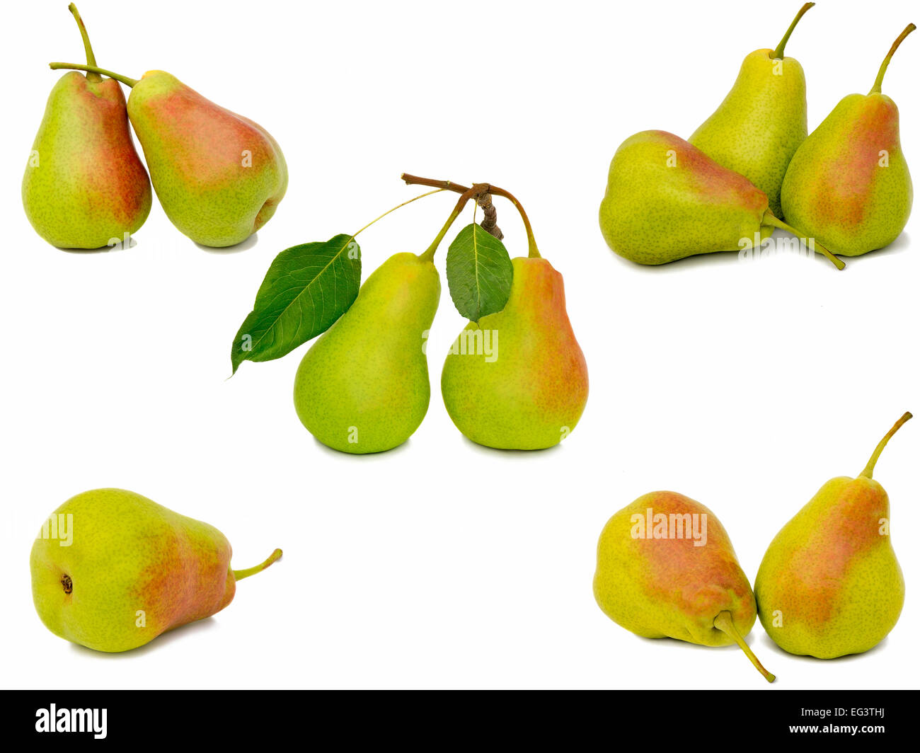On a white background are groups of ripe pear Stock Photo - Alamy