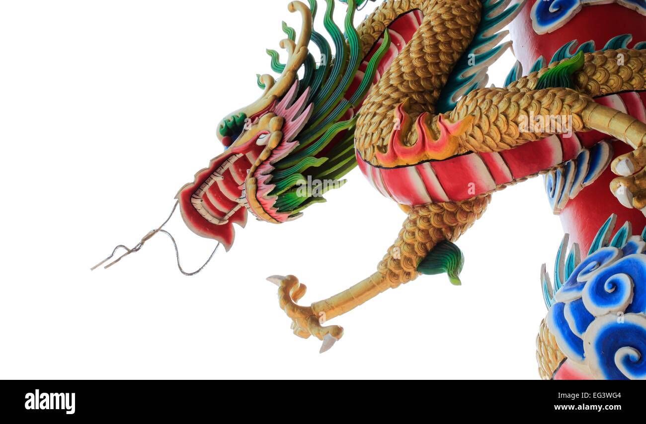 Gold dragon sculpture in the chinese temple hi-res stock photography ...