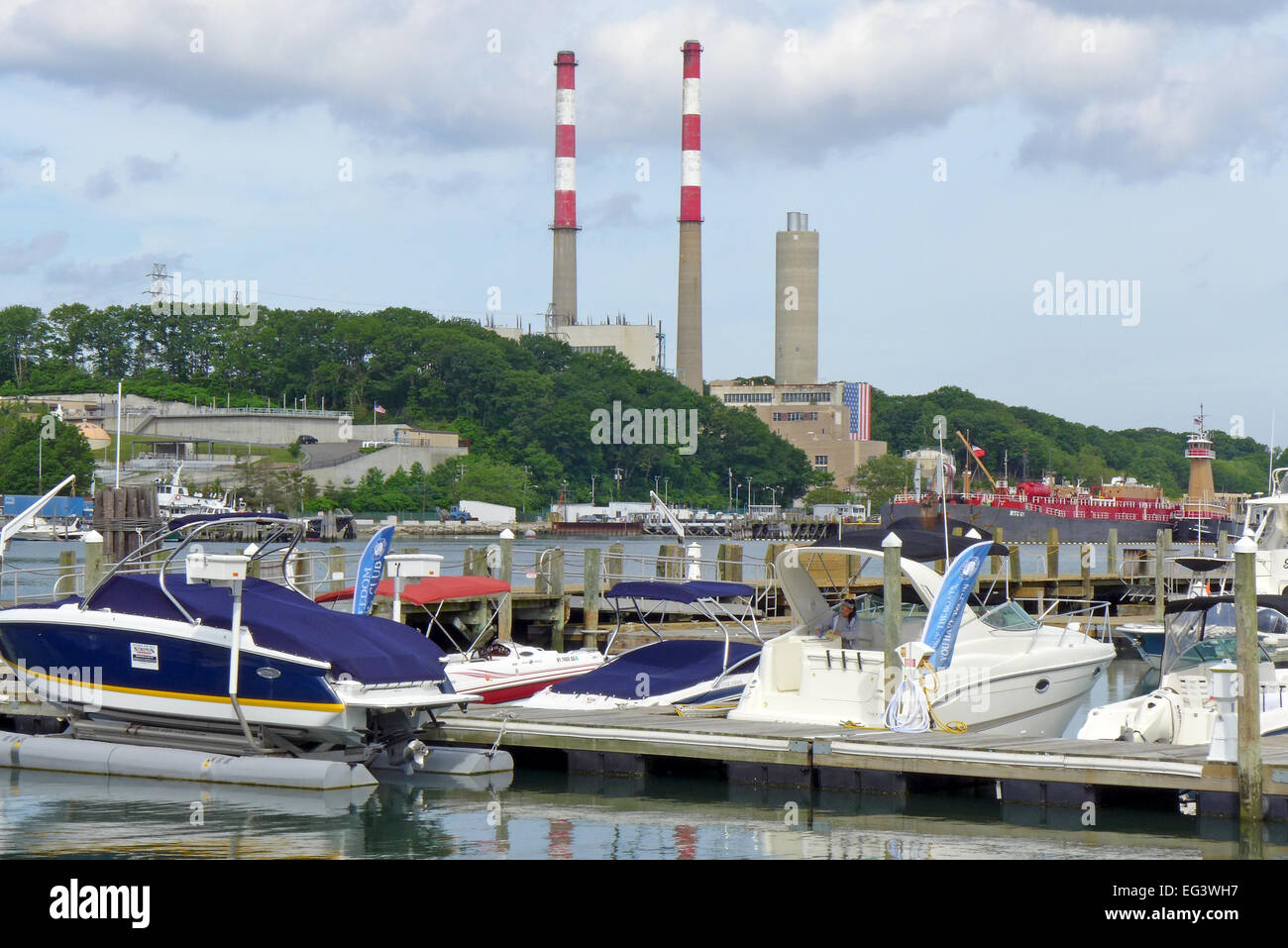 Port Jefferson on the North Shore of Long Island New York has a harbor ...