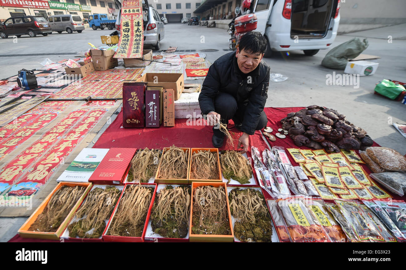 Yanji, China's Jilin Province. 16th Feb, 2015. A dealer sells local ...