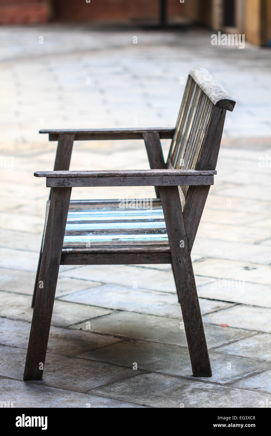 Old Wooden Bench in the garden for relax Stock Photo - Alamy