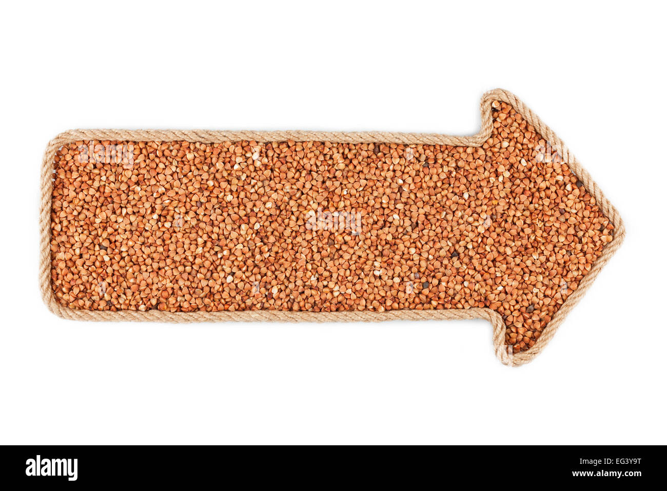 Arrow made of rope with buckwheat, on a white background Stock Photo ...