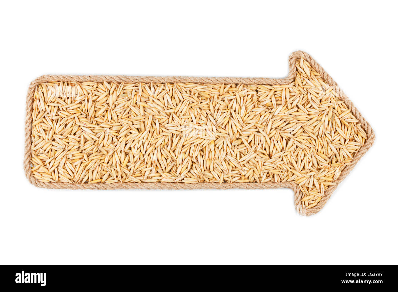 Arrow made of rope with oats, on a white background Stock Photo - Alamy