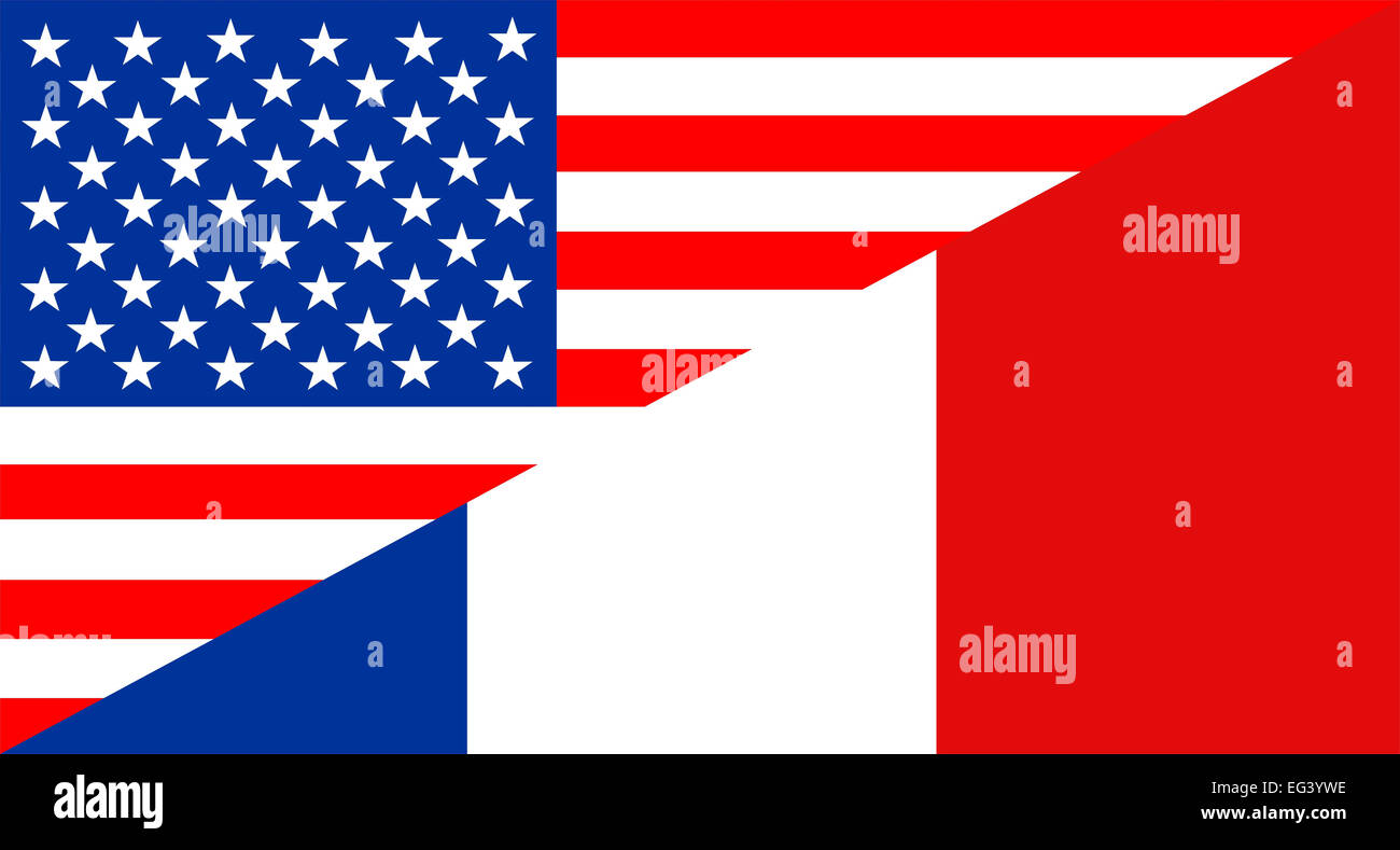 united states of america and france half country flag Stock Photo - Alamy