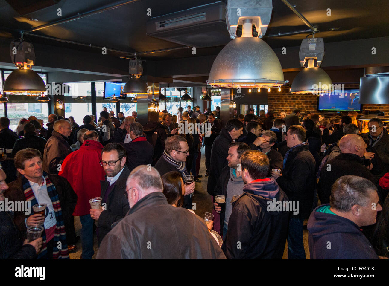 Rugby fan at bar inside The Smokeshack 68/ THE PUB / public house ...