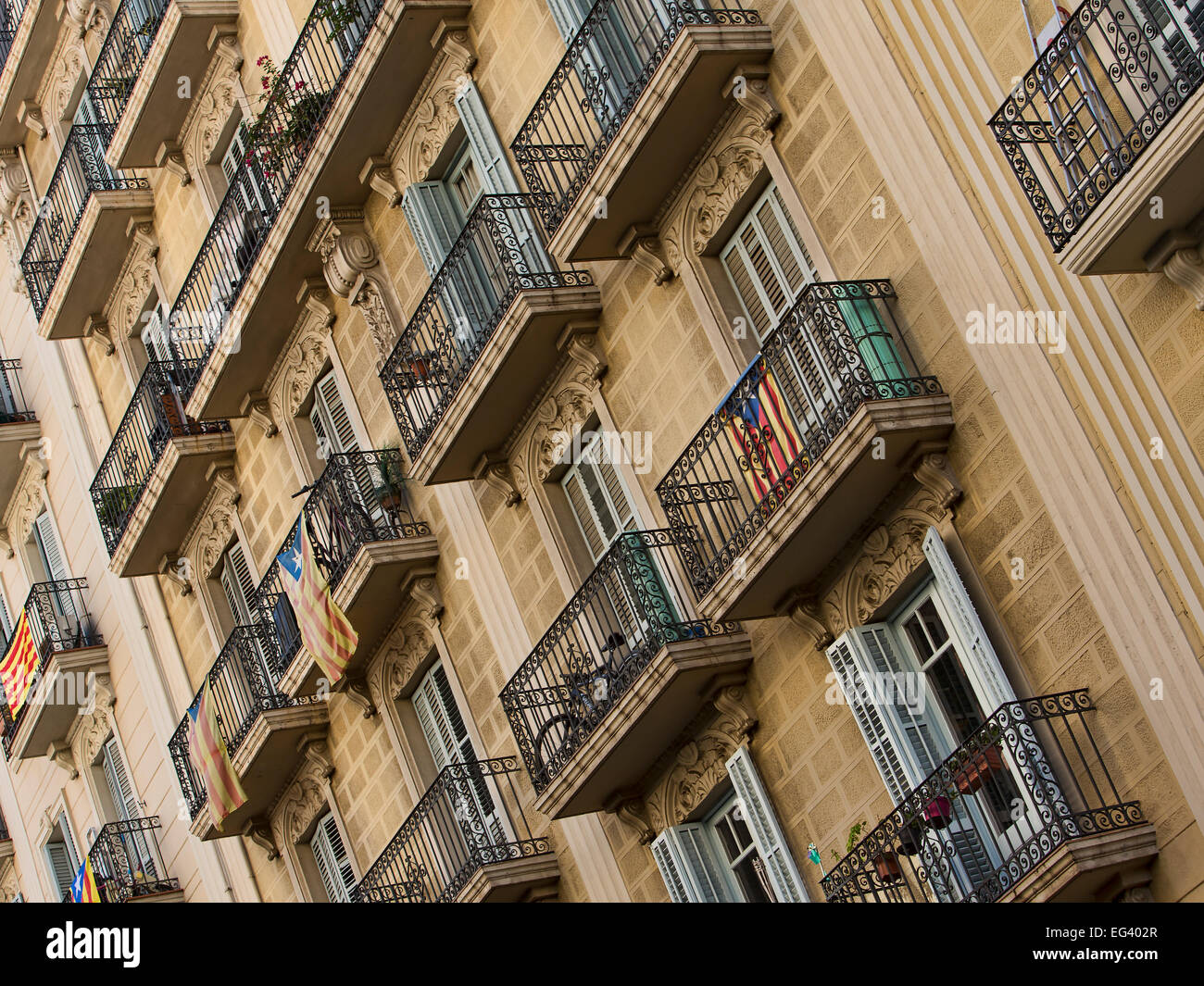 Barcelona, Spain building balconies tilt Stock Photo - Alamy