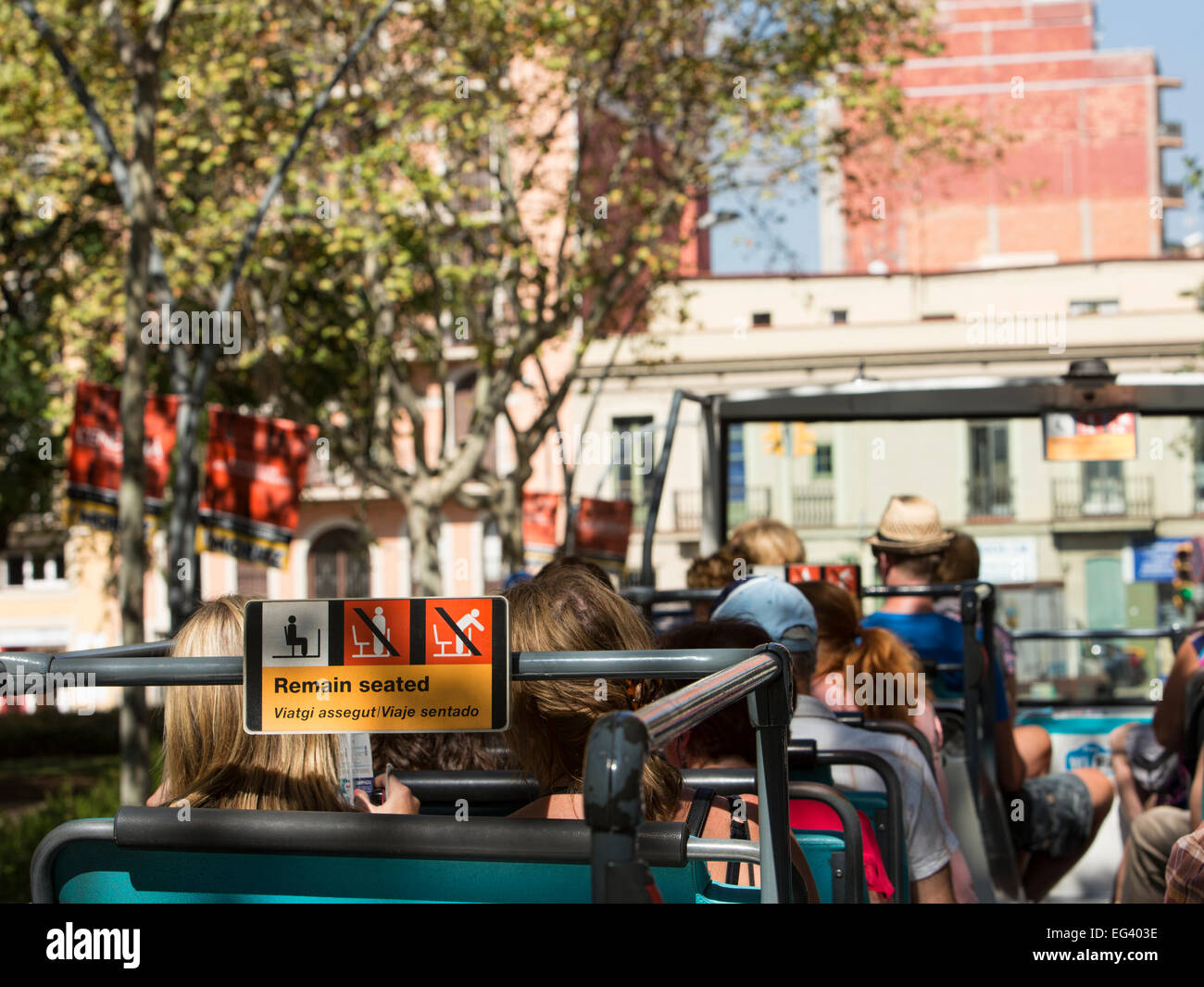 Barcelona, Spain tour bus warning sign Stock Photo - Alamy