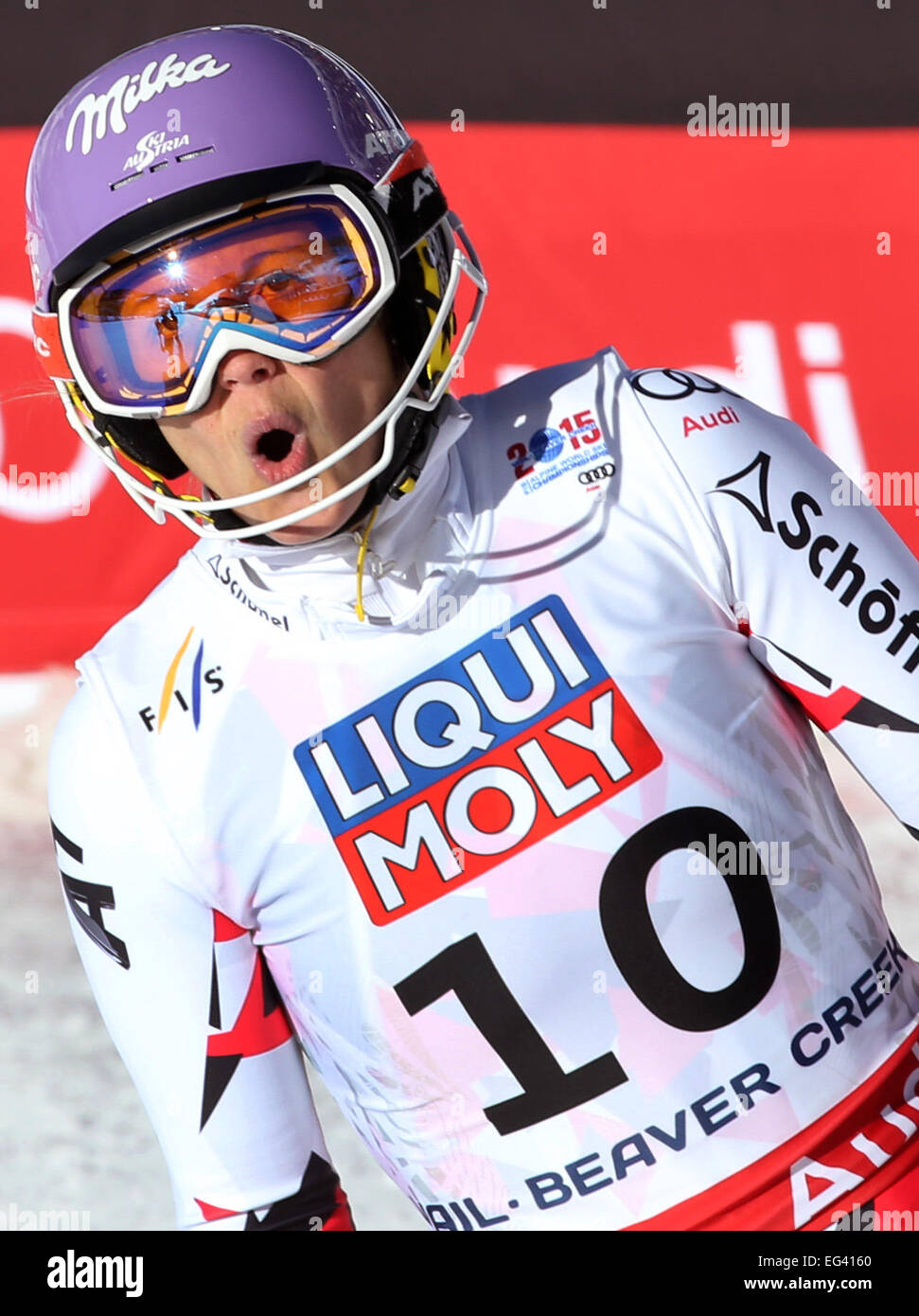Michaela Kirchgasser of Austria reacts after the first run of the ...