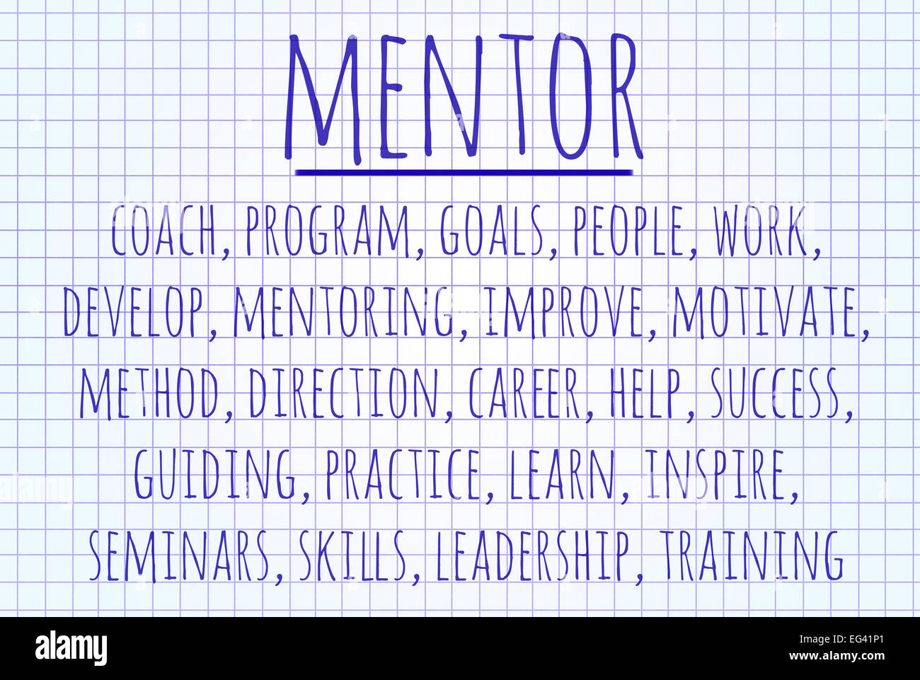 Mentor word cloud written on a piece of paper Stock Photo - Alamy