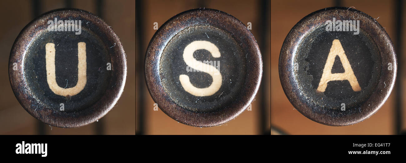 A word consists of buttons from an old vintage typewriter Stock Photo ...