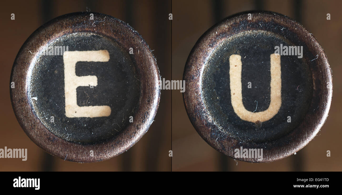 A word consists of buttons from an old vintage typewriter Stock Photo ...