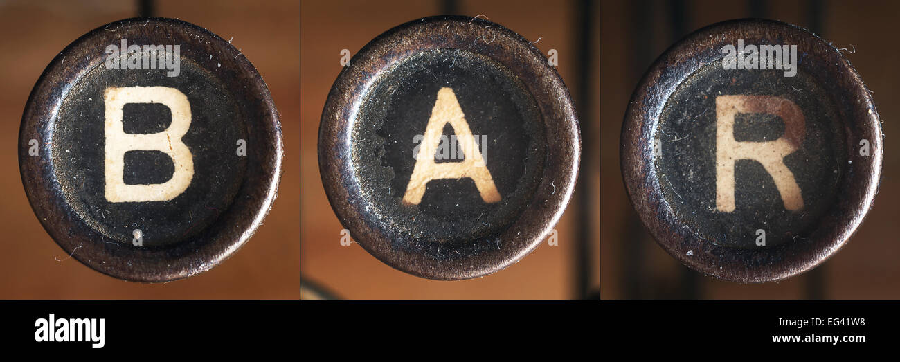 A word consists of buttons from an old vintage typewriter Stock Photo ...