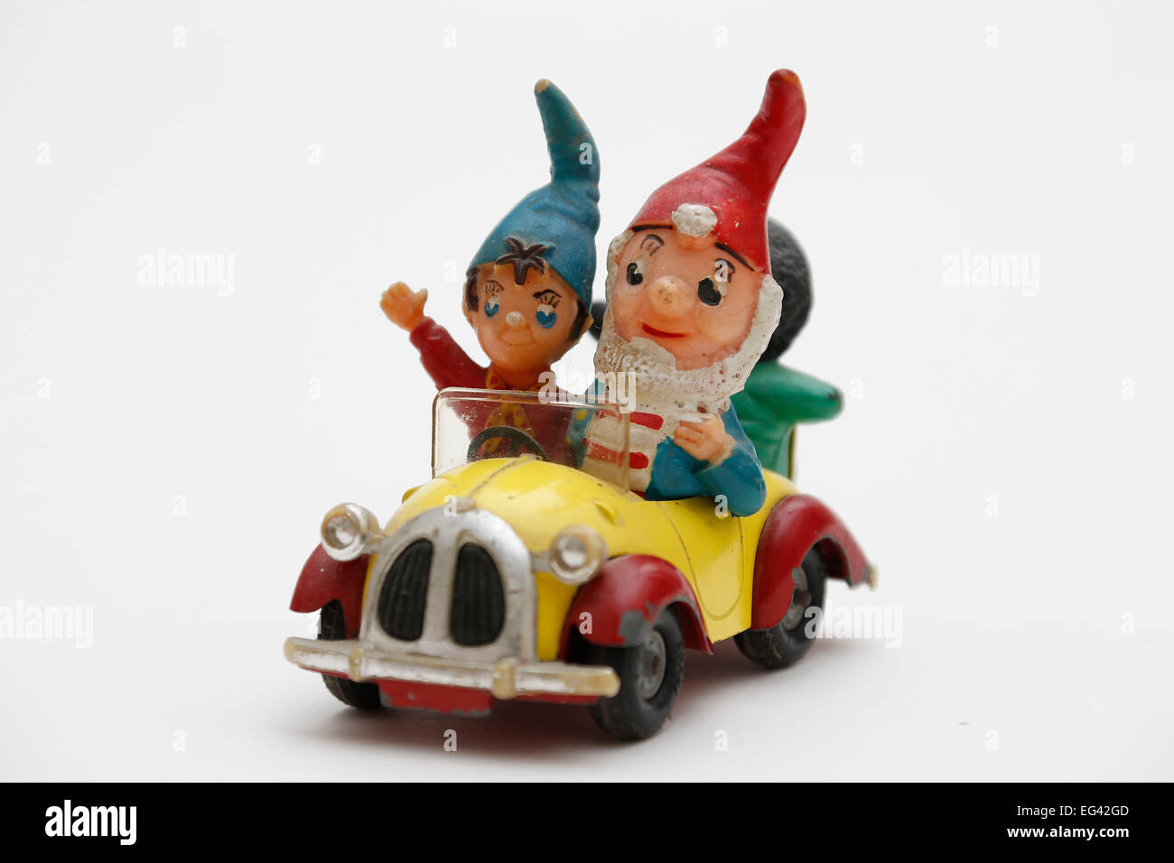 Noddy driving his car with Big Ears and Golly sitting in the back Stock ...