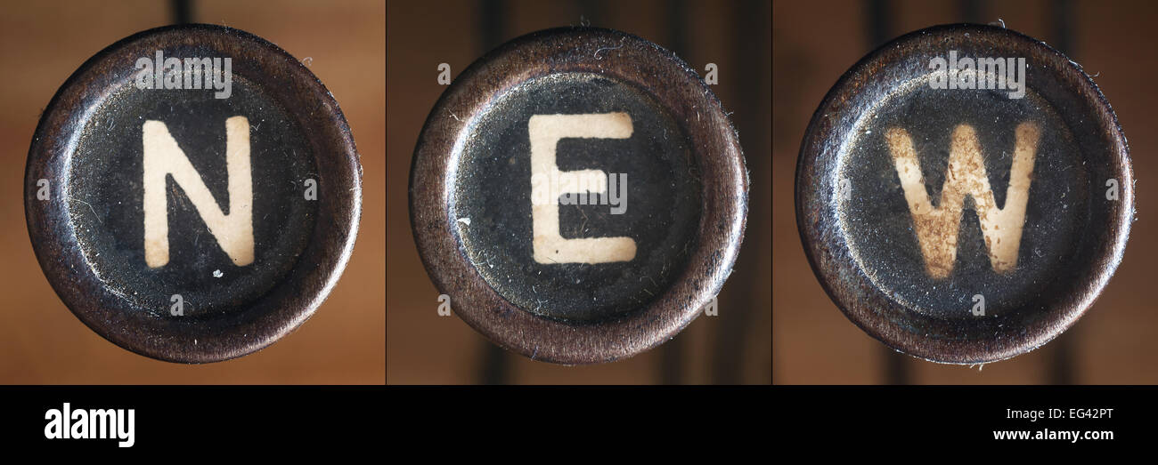A word consists of buttons from an old vintage typewriter Stock Photo ...